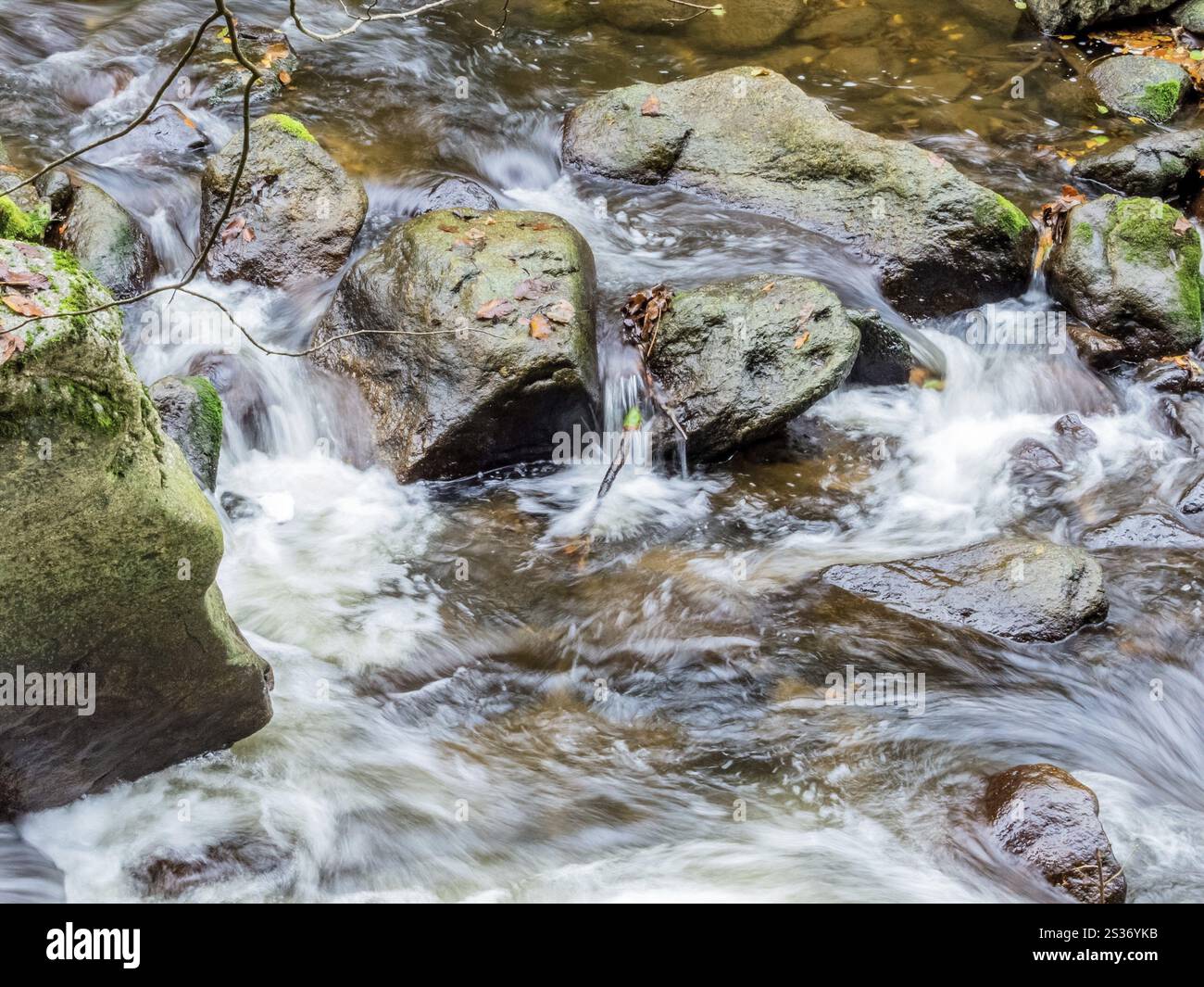 A stream with stones and flowing water. Experience the landscape in ...