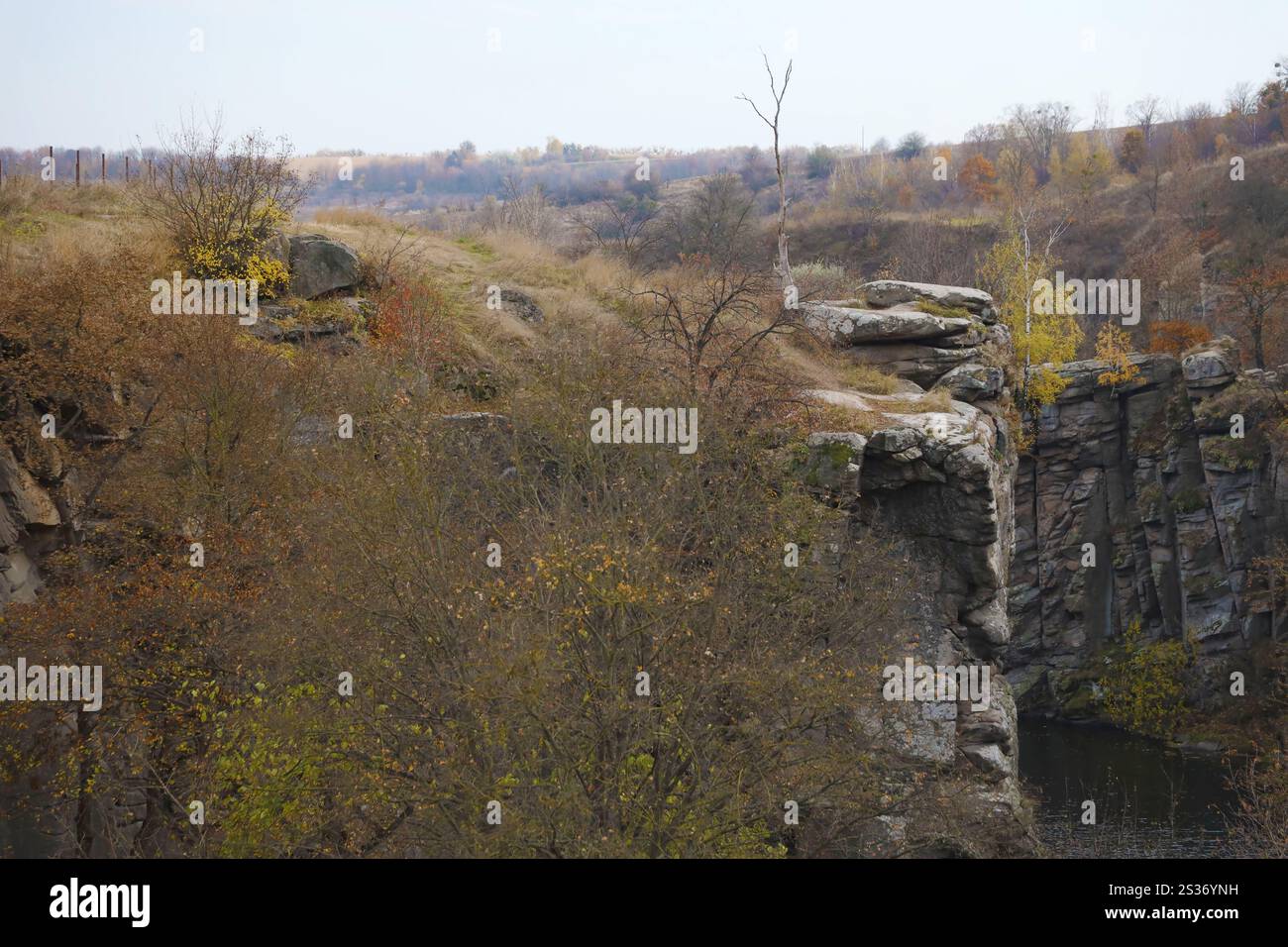 Granite rocks of Bukski Canyon with the Girskyi Tikych River ...