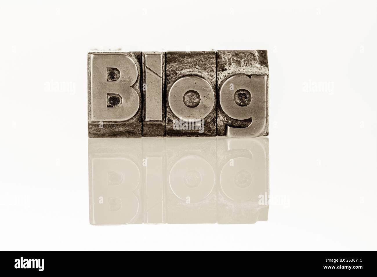 The word blog written in lead letters. Symbol photo for bloggen Austria ...