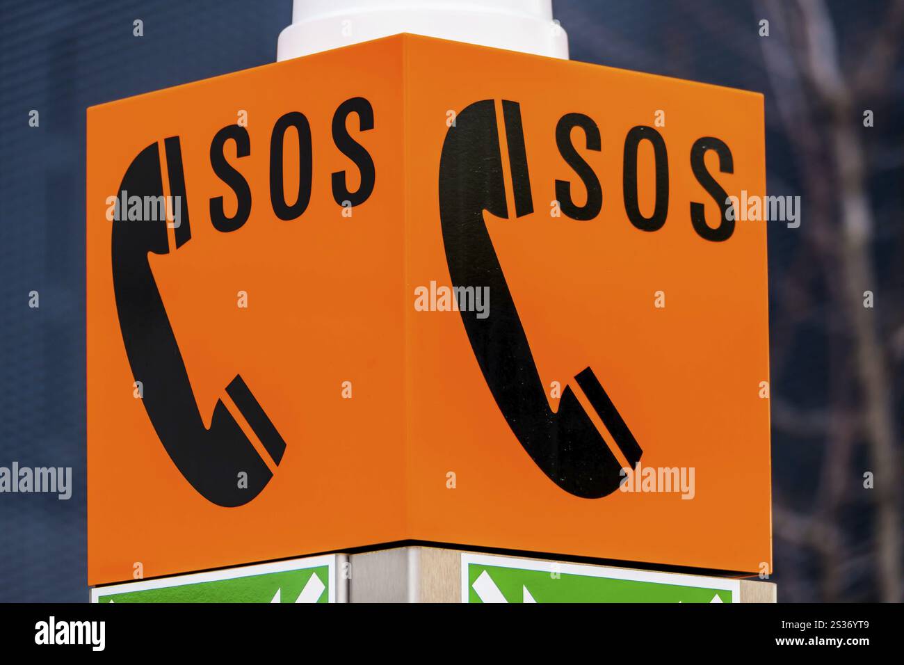 A telephone for emergency calls. Active emergency call pillar Austria ...