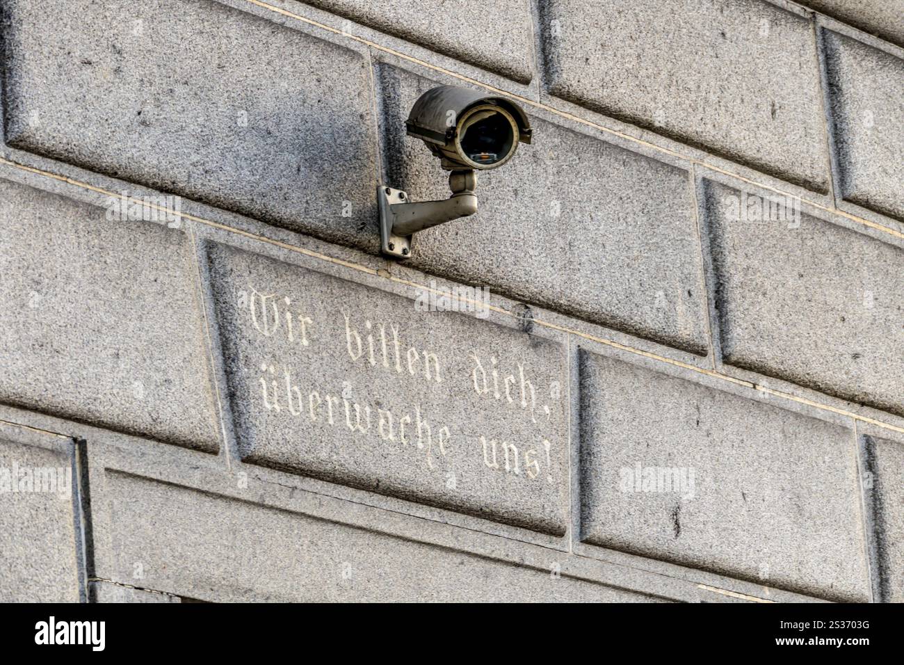 Surveillance camera on a building, symbol for surveillance, internal ...