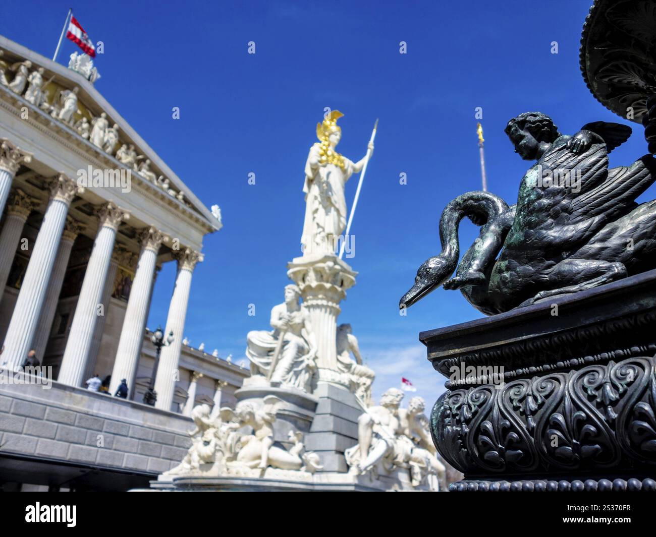 The parliament in Vienna, Austria. With the statue of Pallas Athena ...