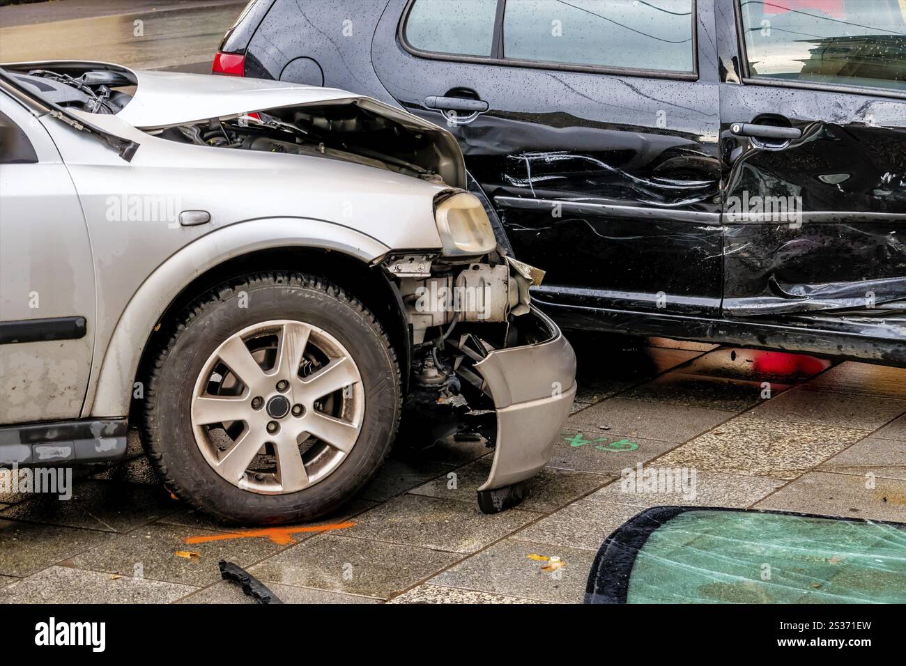 Fender benders on cars, symbol for accident, scrapping, insurance Stock ...