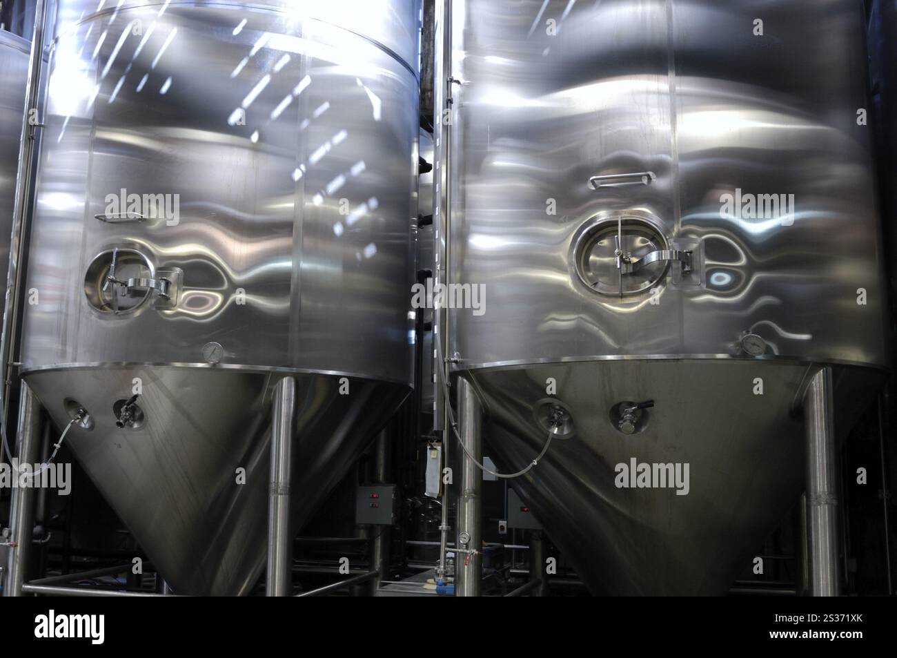 Stainless steel brewery tanks Stock Photo - Alamy