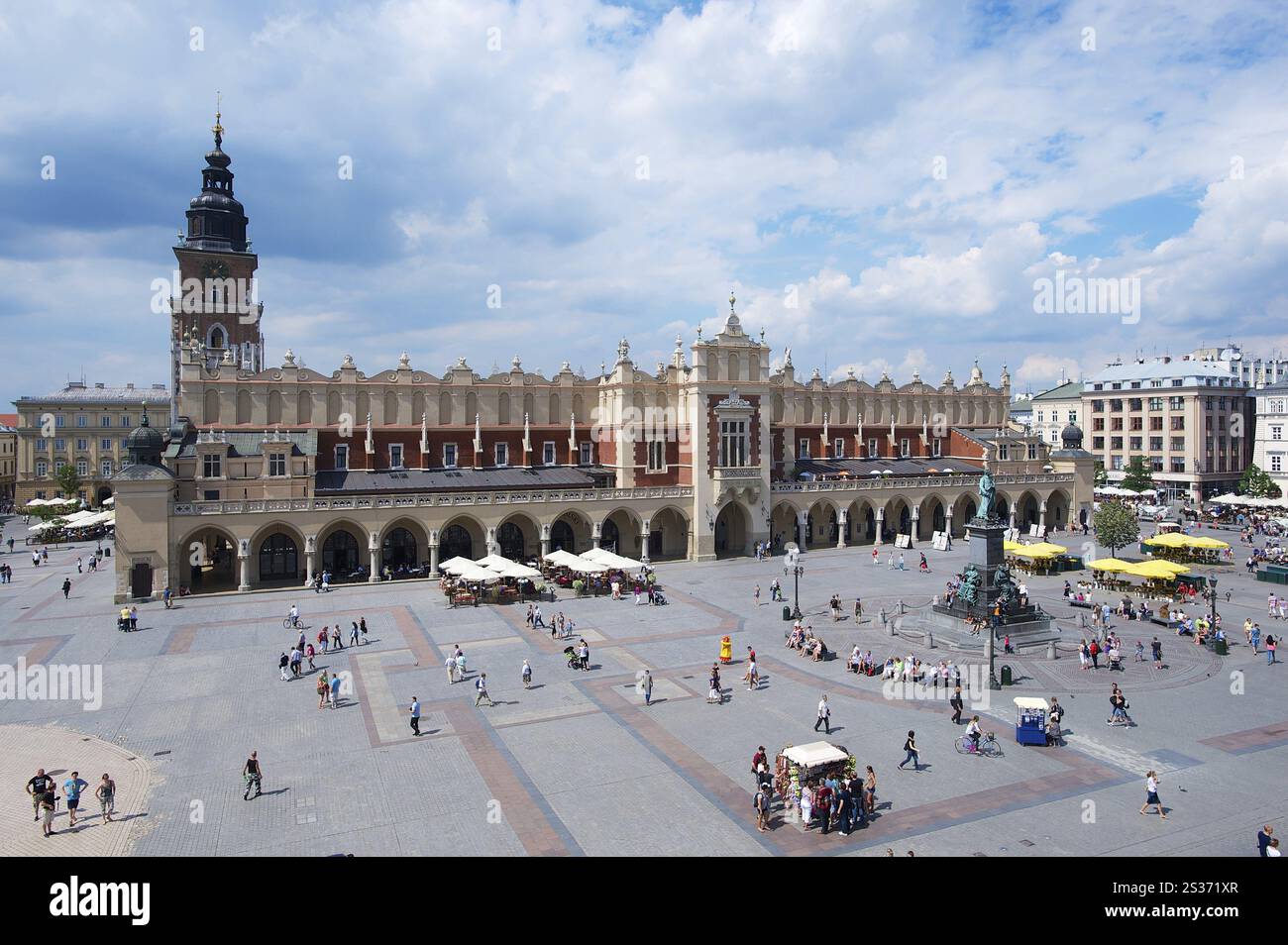 Main Market Square in Krakow with the Cloth Halls and the Town Hall ...