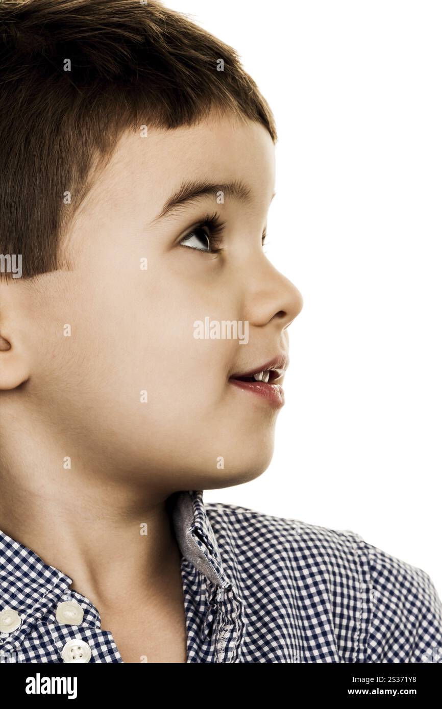 Portrait of a little boy, symbolising childhood, insecurity, hope Stock ...