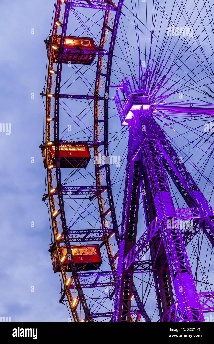 Austria, Vienna, Giant Ferris Wheel. One of the landmarks of the city ...