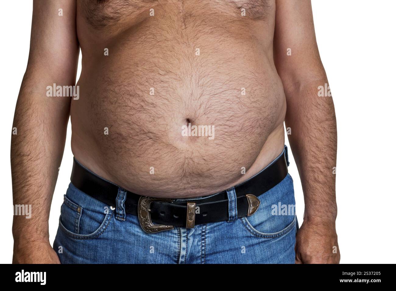 Man with overweight. Symbolic photo for beer belly, unsuccessful diets ...