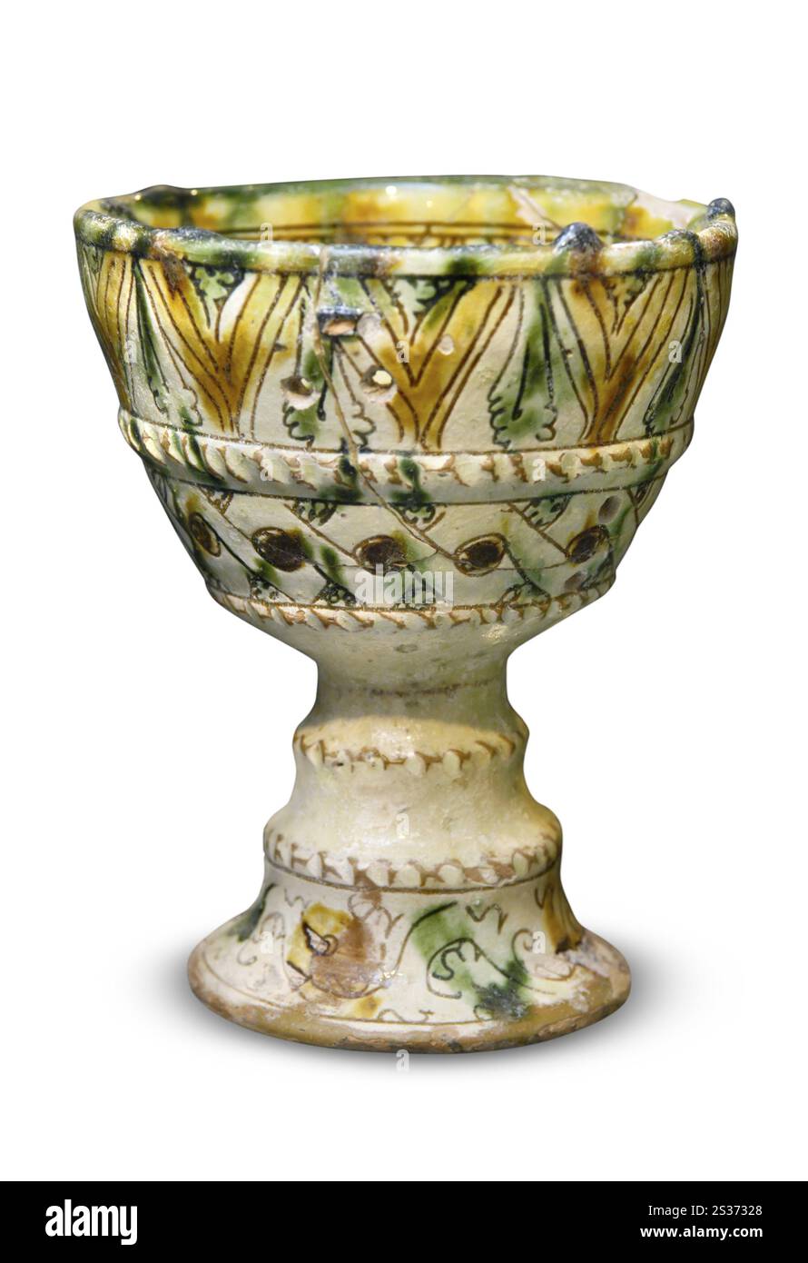 Stock photo of a Goblet of the brown green Sgraffito ware Medieval ...