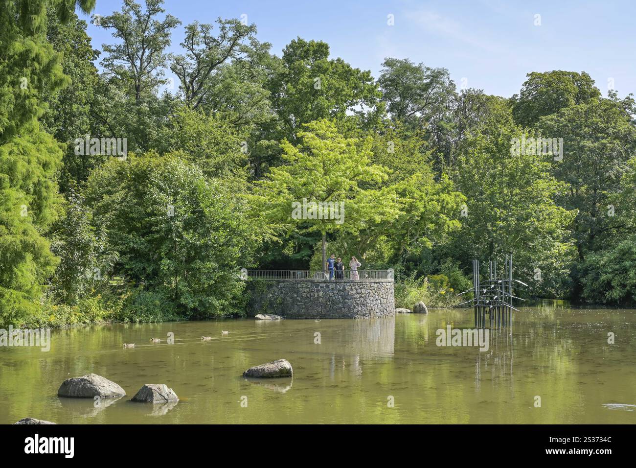 Sculpture, The six swans and their sister, castle pond, castle park ...