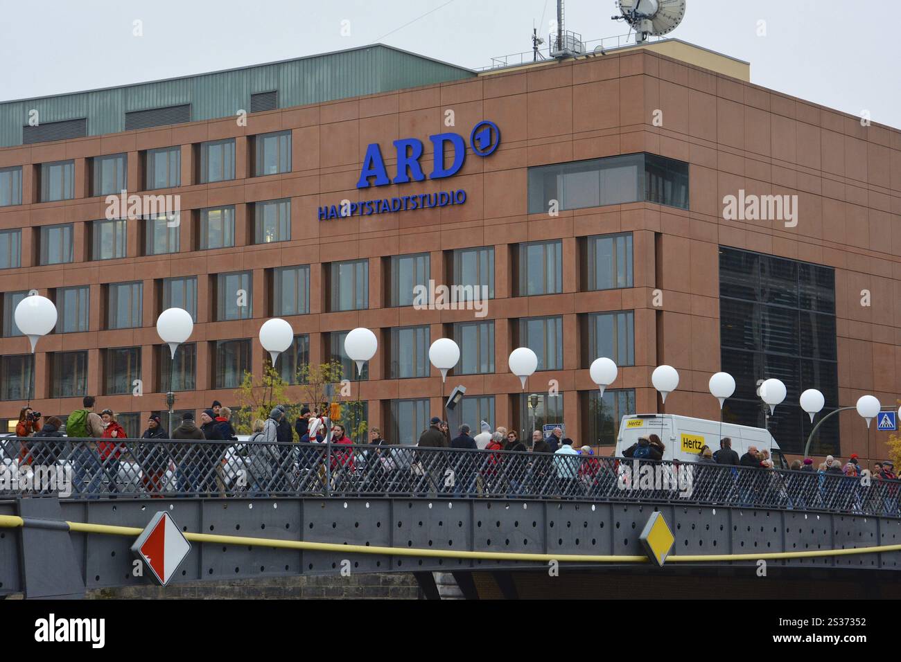 ARD Capital City Studio with light balloons of the former Wall Stock ...
