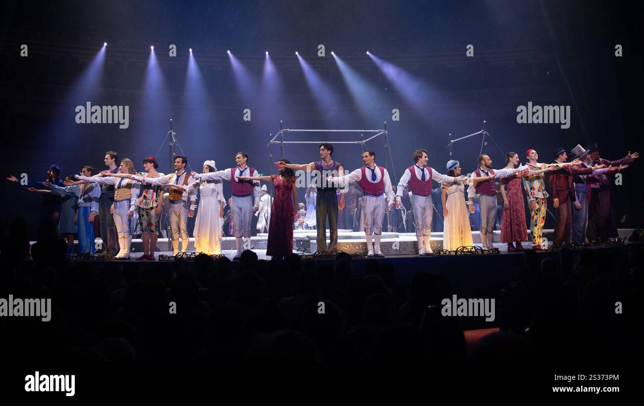 London, UK. 08 Jan, 2025. Pictured: performers take a bow at Cirque Du ...
