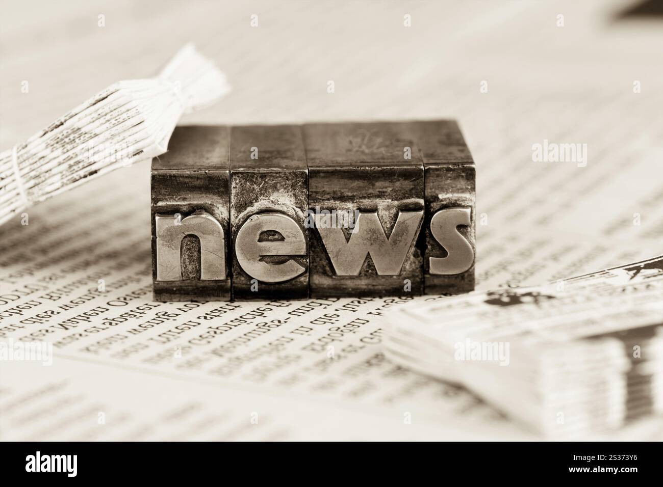 The word News was written in lead letters. Symbol photo for newsletters ...