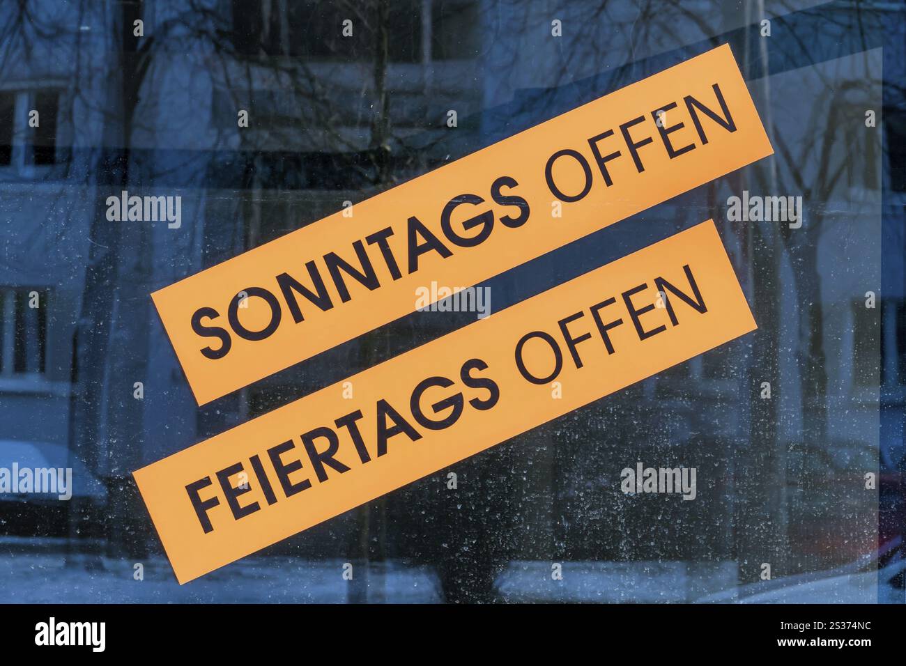 Signs Sundays open on public holidays, symbol for service, working ...