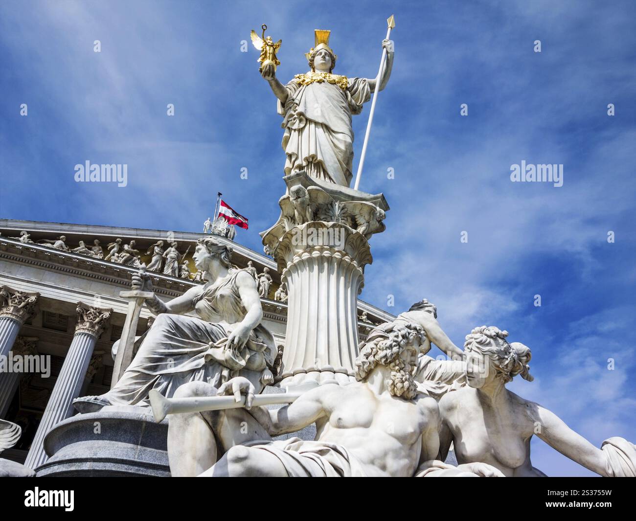 The parliament in Vienna, Austria. With the statue of Pallas Athena ...