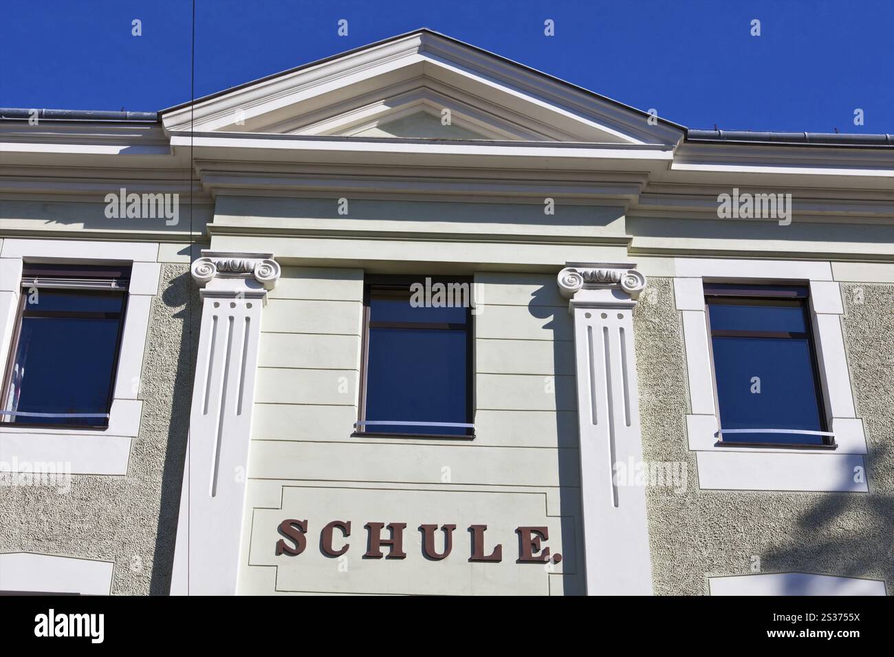 Facade of a school building, symbolic photo for education, compulsory ...