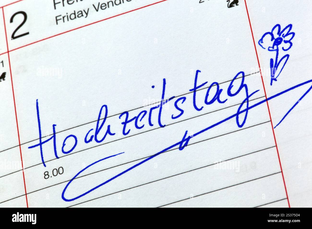 Calendar, wedding day entry, reminder and time management Austria Stock ...