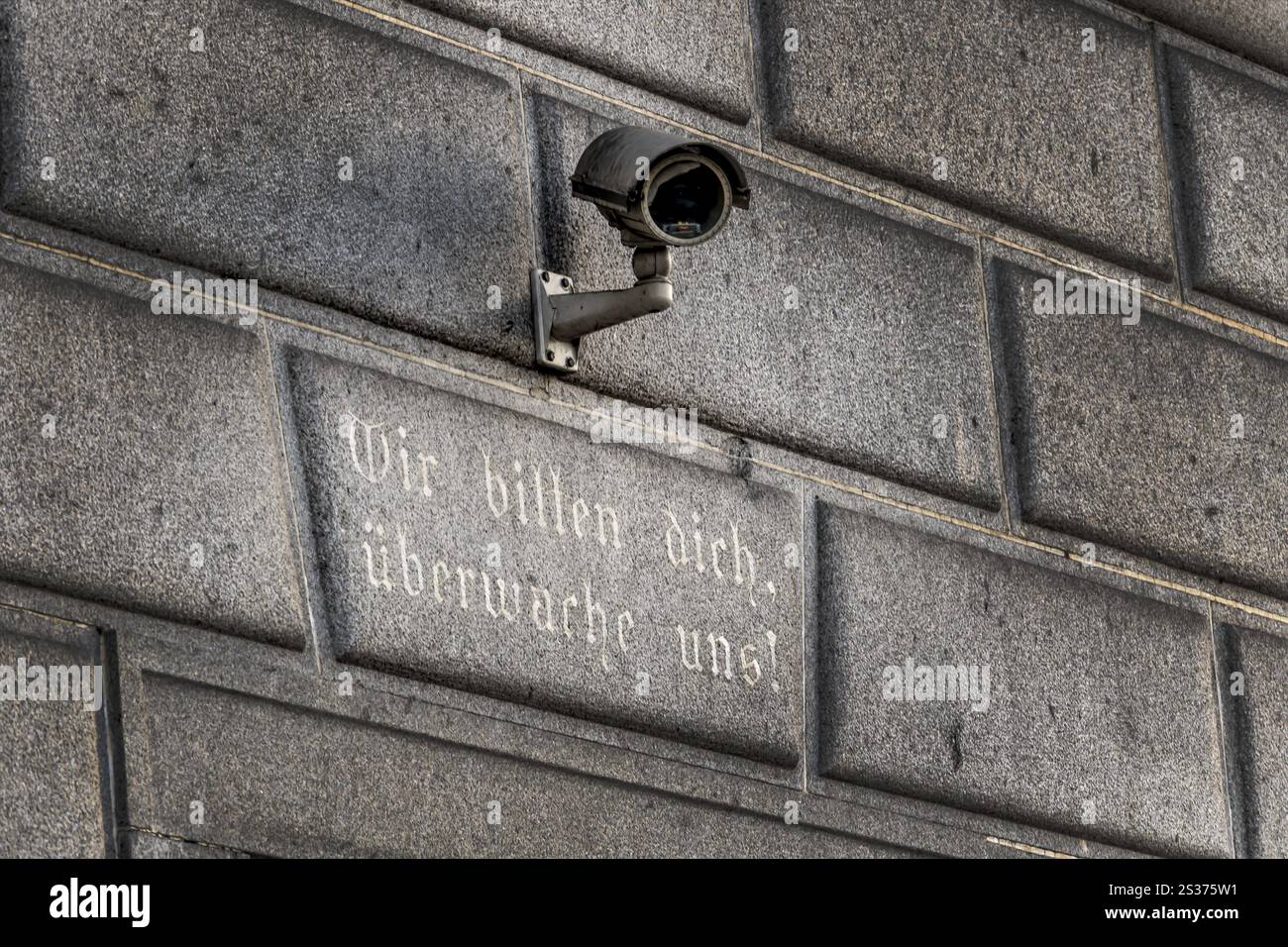 Surveillance camera on a building, symbol for surveillance, internal ...