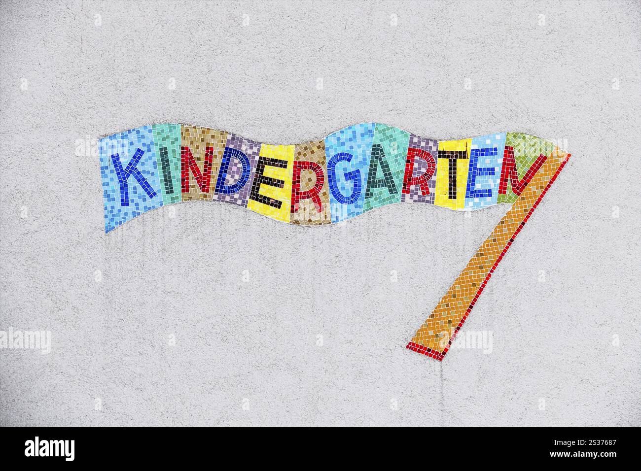 Kindergarten colourful sign, symbol for childcare and child ...