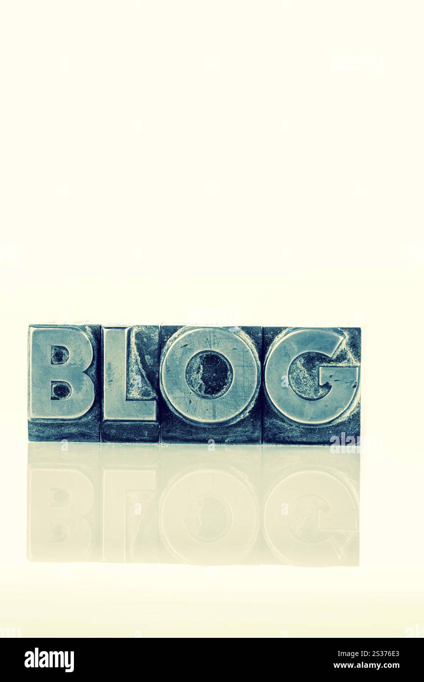 The word blog written in lead letters. Symbol photo for bloggen Austria ...
