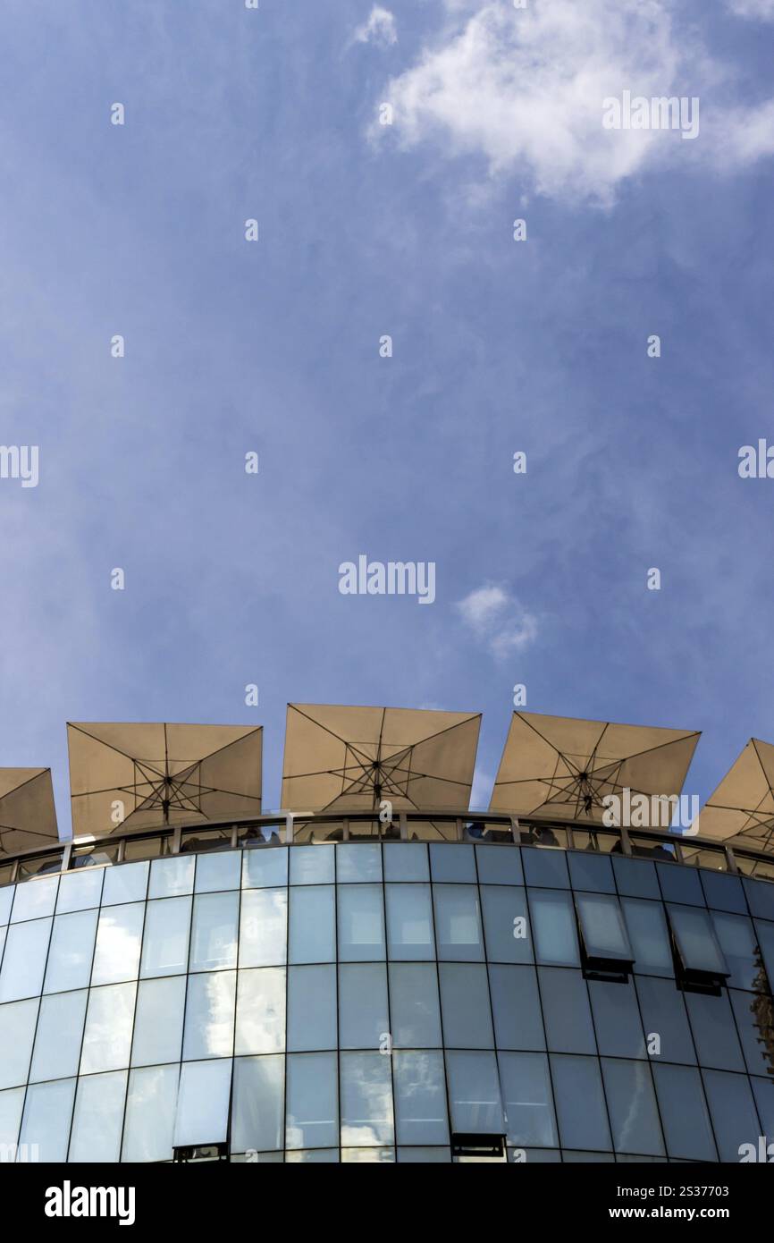 The Haas House in Vienna, Austria. Glass facade with reflection of ...