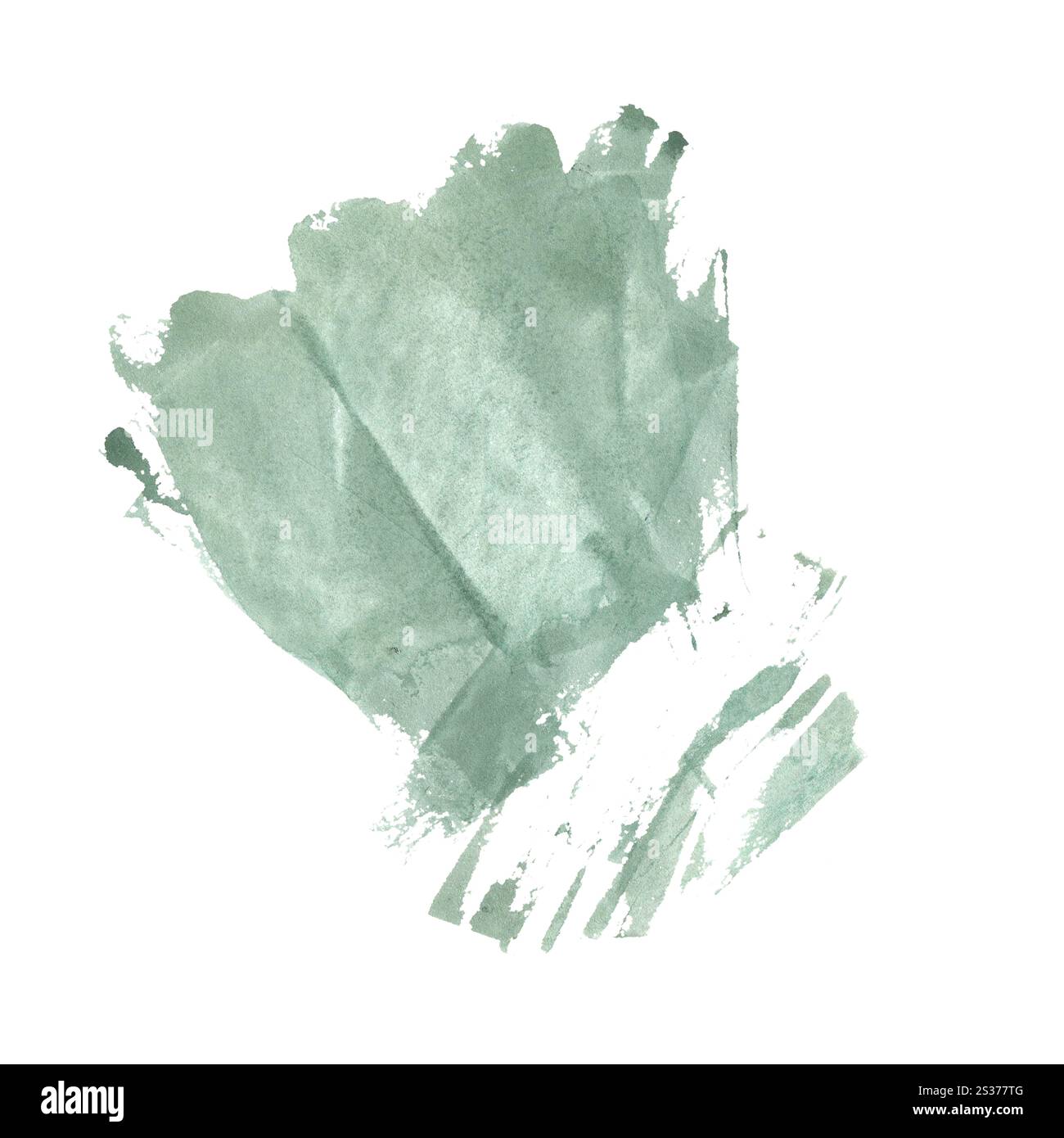 Abstract watercolor brushstroke in soft sage green tones with textured ...