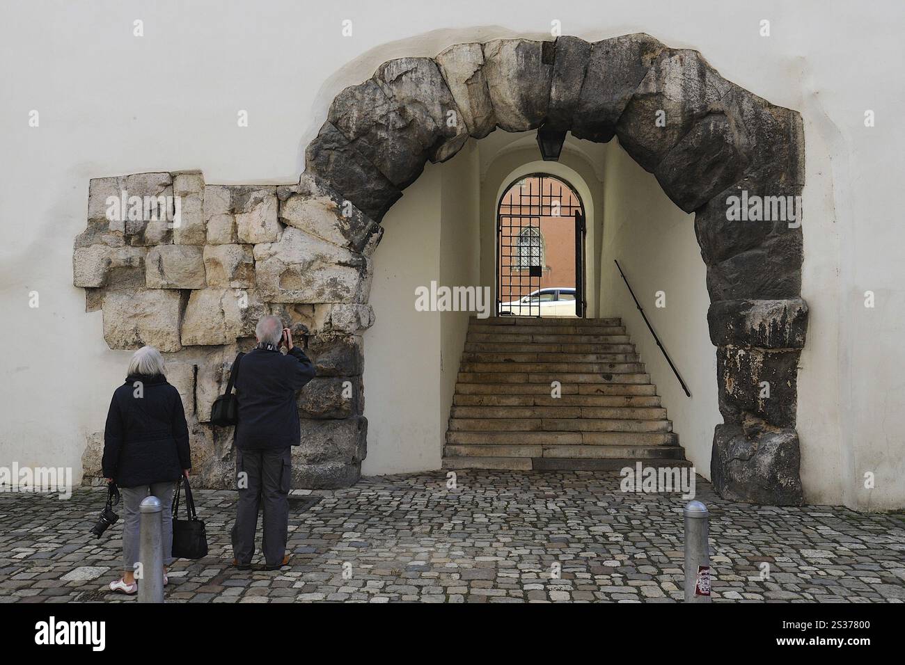 Historic rock gate in Regensburg Stock Photo - Alamy