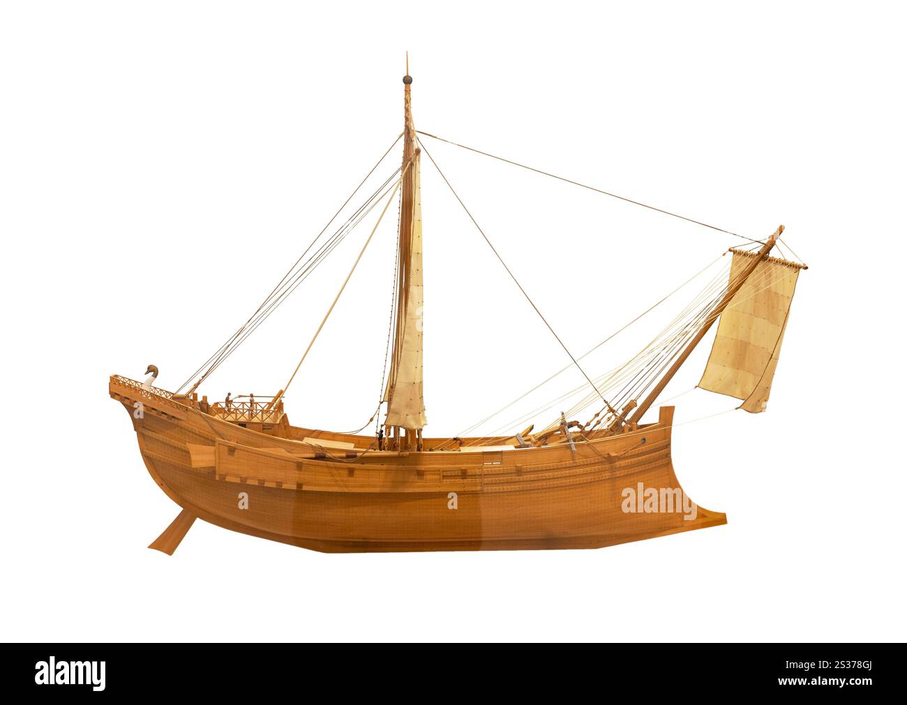 beautiful model of old wooden ship isolated on white background Stock ...