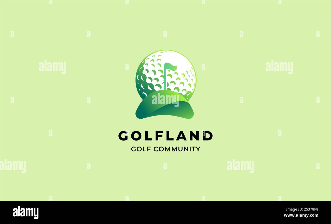 Logo 3D golf club with Flag, ball golf anf field. Design template for ...