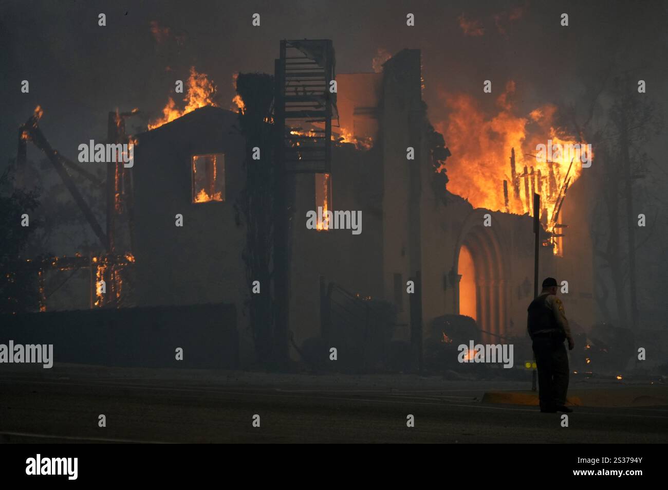 The Altadena Community Church burns during the Eaton Fire, Wednesday ...