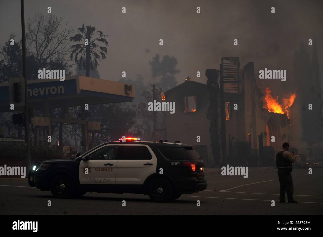 The Altadena Community Church burns during the Eaton Fire, Wednesday ...