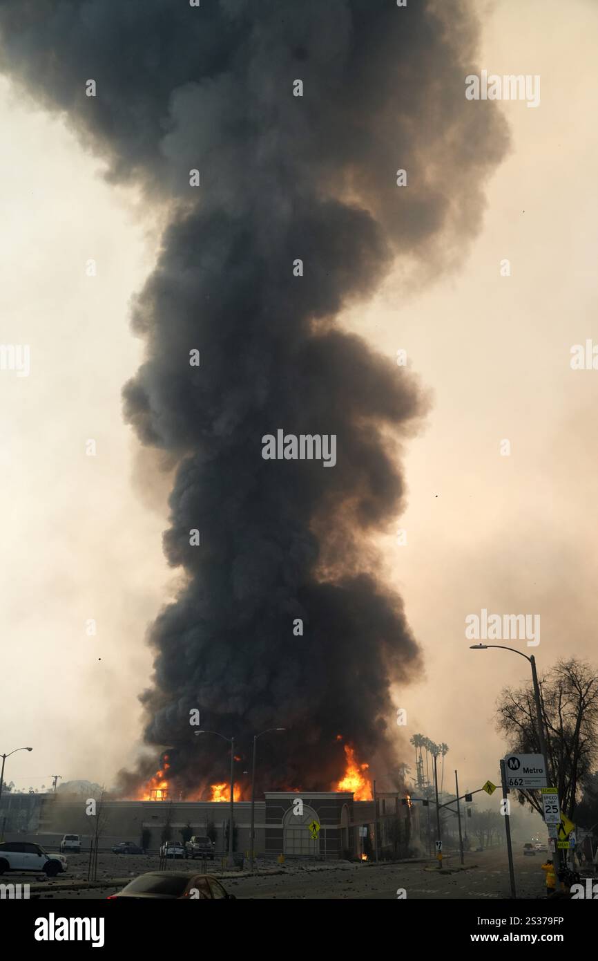 An Aldi USA grocery store burns during the Eaton Fire, Wednesday, Jan ...