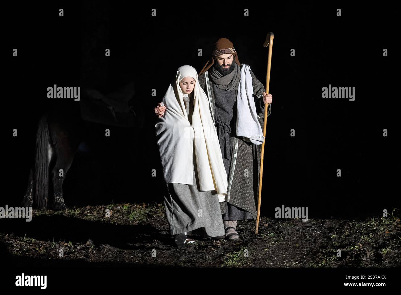 Morcone, Italy. 04th Jan, 2025. Joseph and Mary travel to Bethlehem in ...