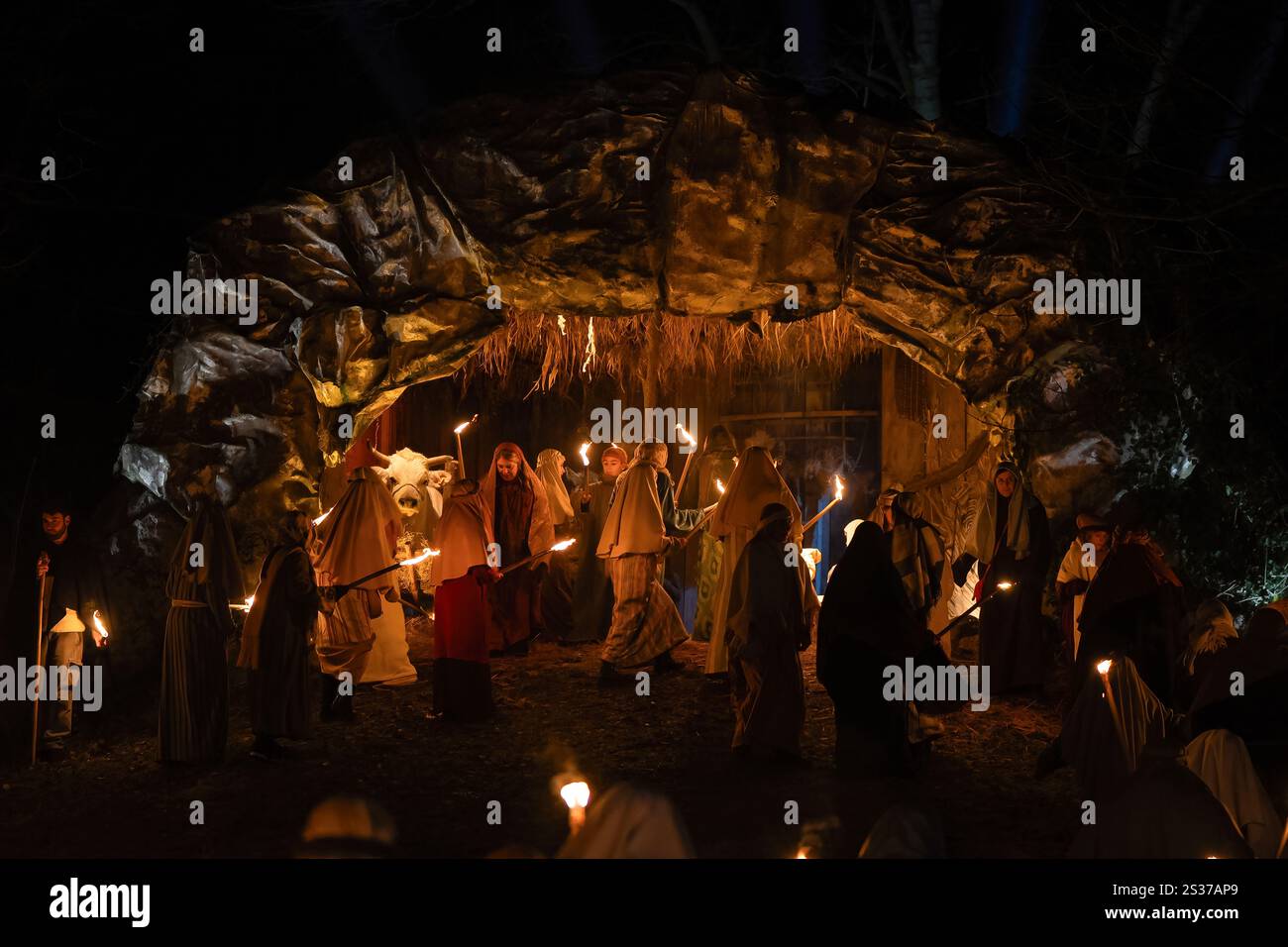 The inhabitants of Bethlehem visit the cave to celebrate the birth of ...