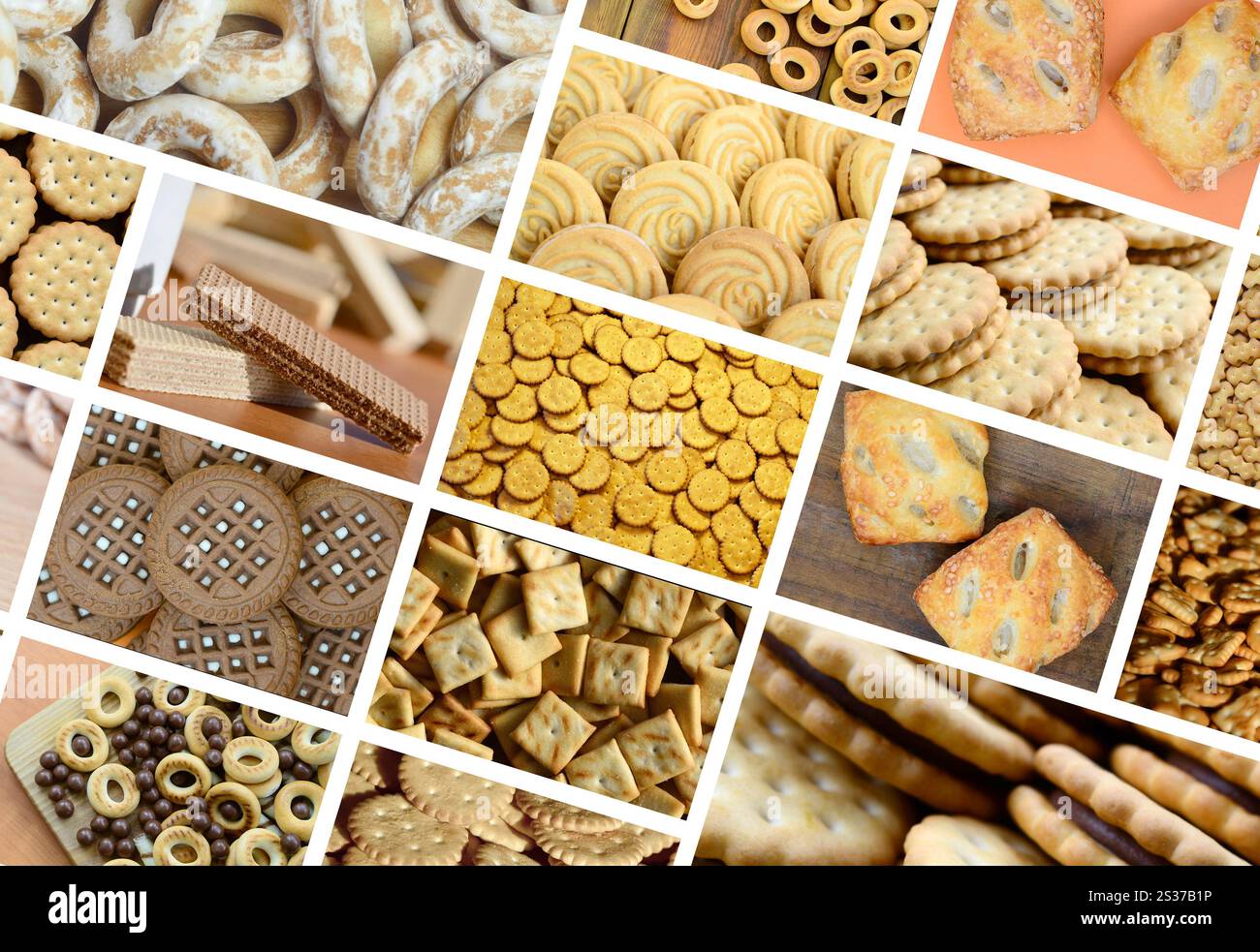 A collage of many pictures with various sweets close-up. A set of ...