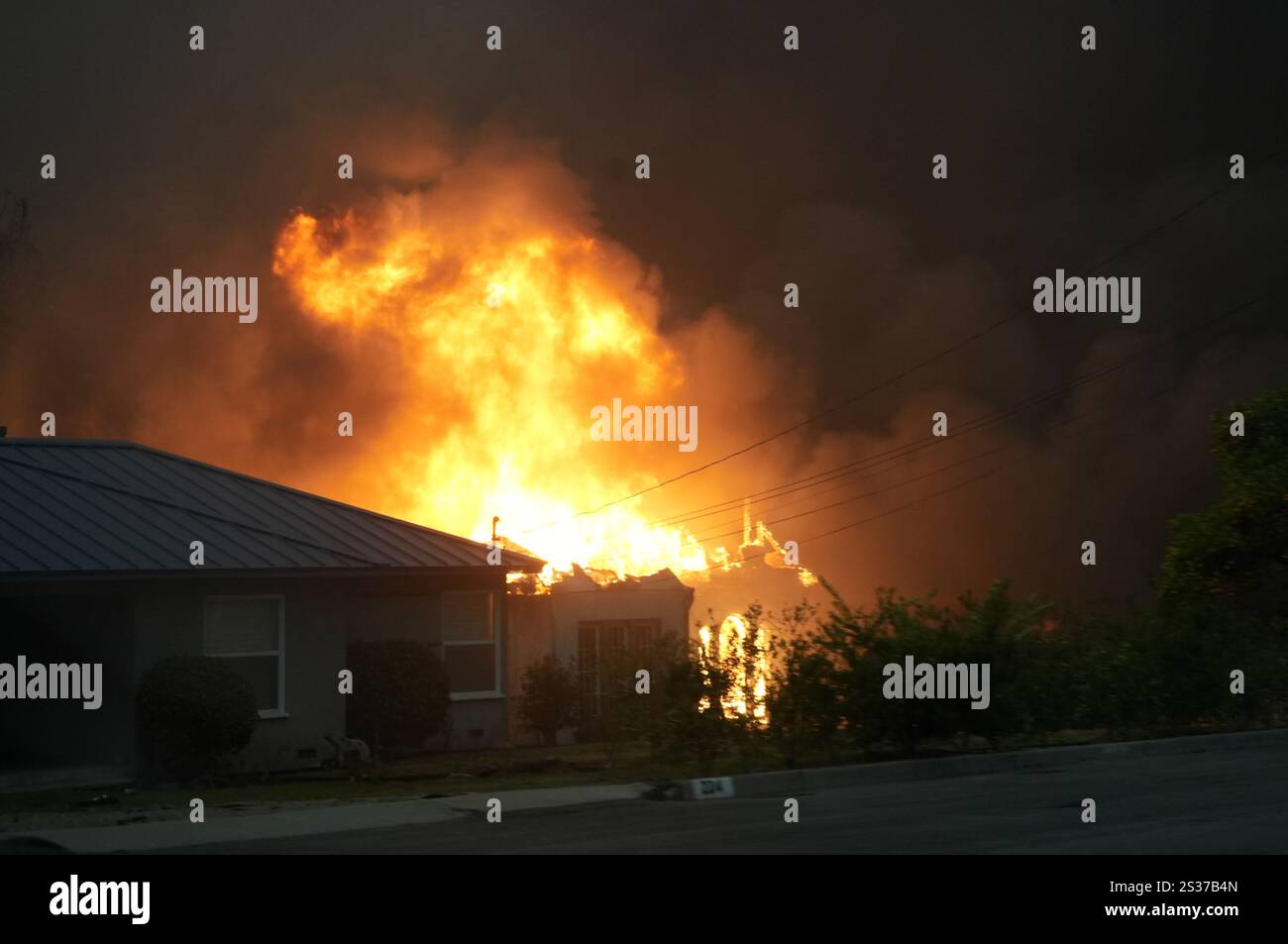 Altadena, United States. 08th Jan, 2025. A burned residence during the ...
