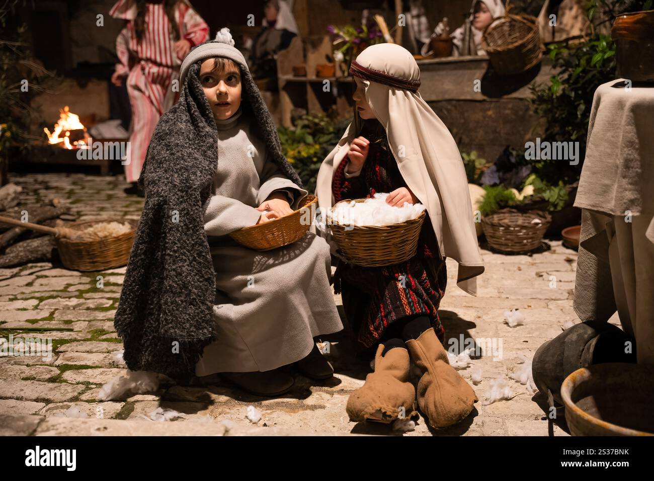 Morcone, Italy. 04th Jan, 2025. Children of Bethlehem are seen playing ...