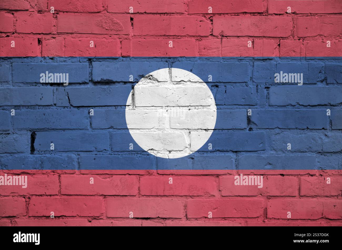 Laos flag is painted onto an old brick wall Stock Photo - Alamy