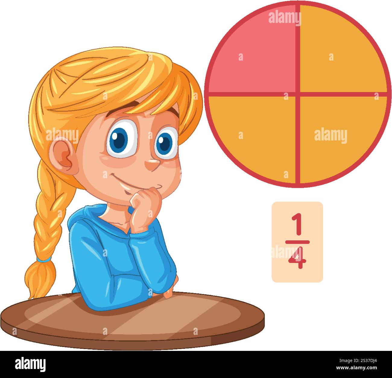 Illustration of a child learning fractions concept Stock Vector Image ...
