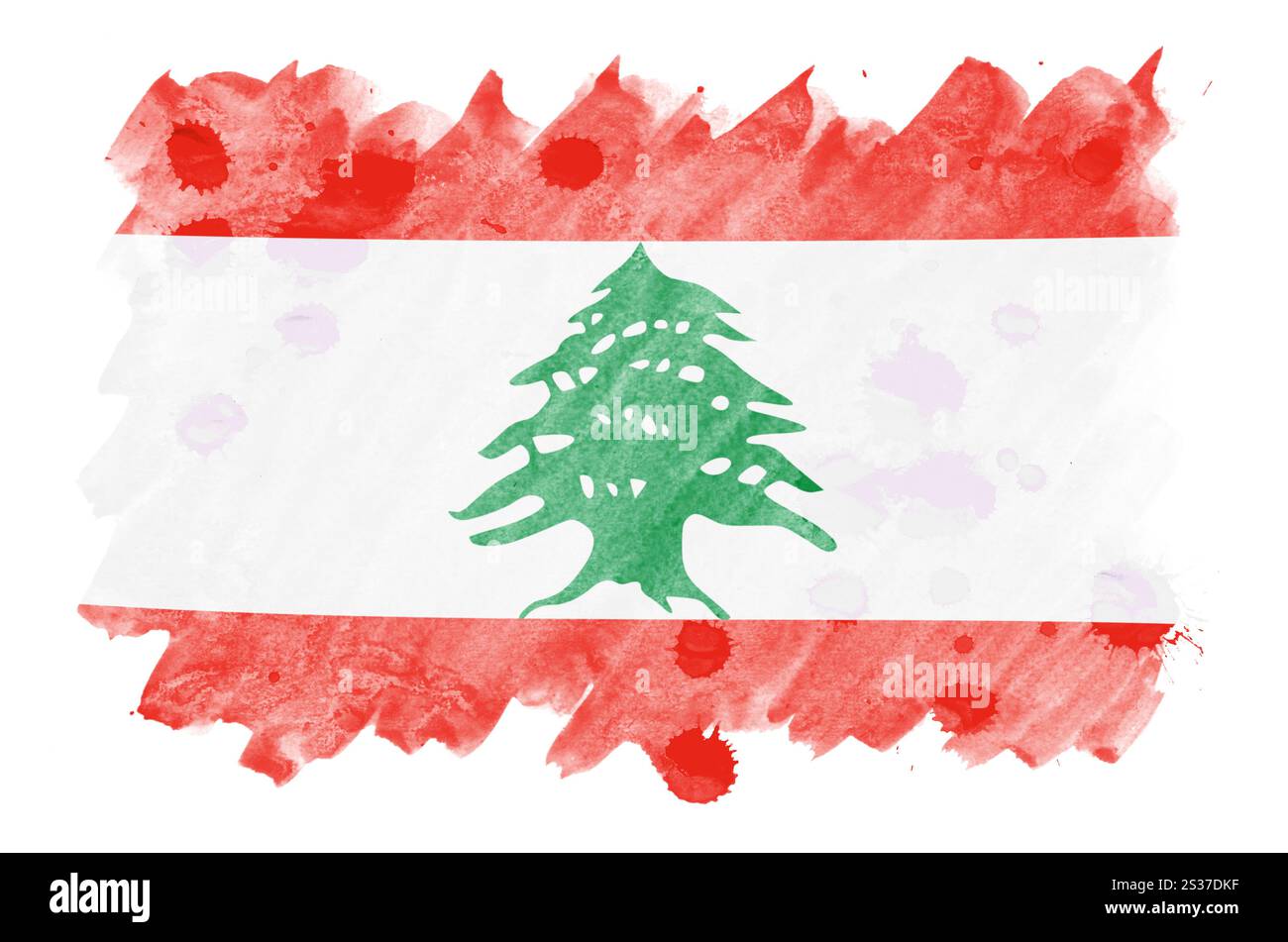 Lebanon flag is depicted in liquid watercolor style isolated on white ...