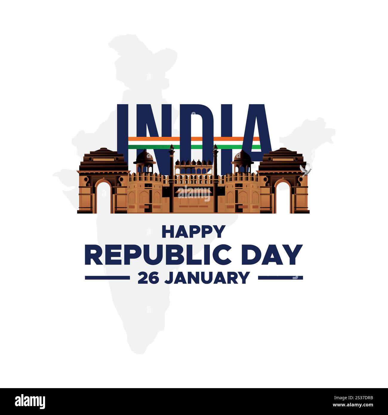 26 January - Happy Republic Day of India Banner Design. Indian Republic ...
