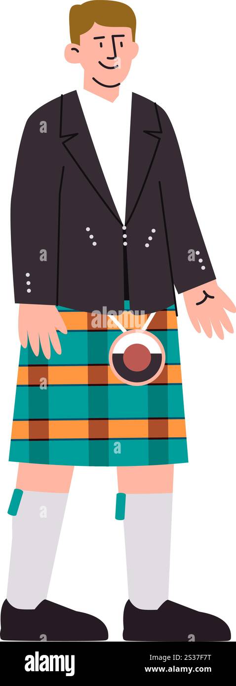 Scotland traditional attire Scottish man wearing Kilt skirt clothes ...
