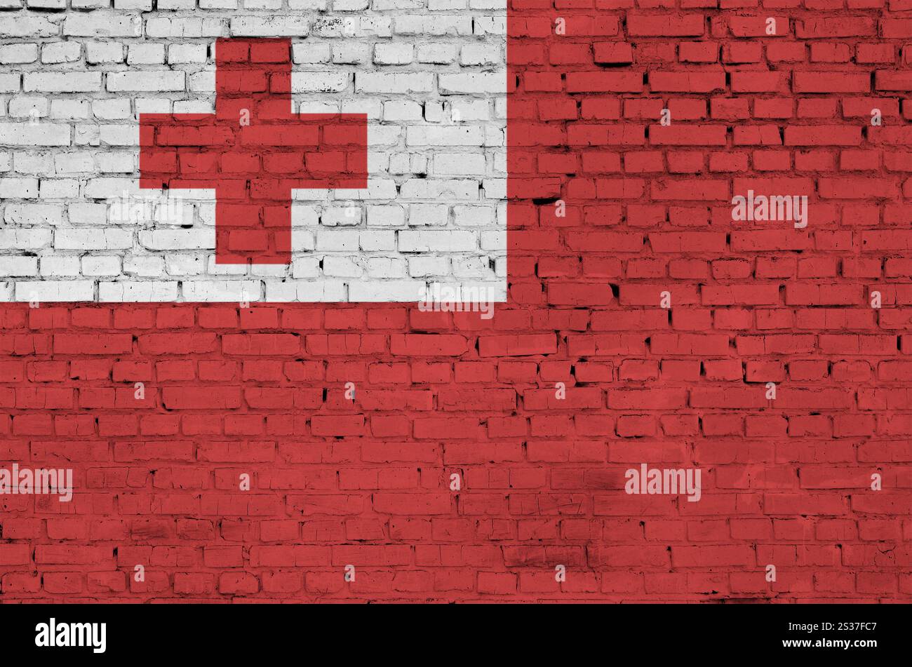 Tonga flag is painted onto an old brick wall Stock Photo - Alamy