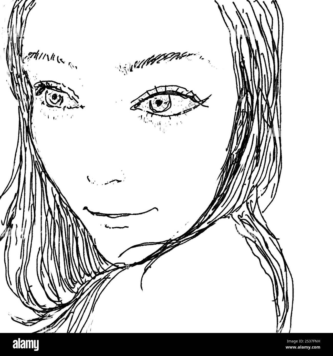 Line art sad woman Cut Out Stock Images & Pictures - Alamy