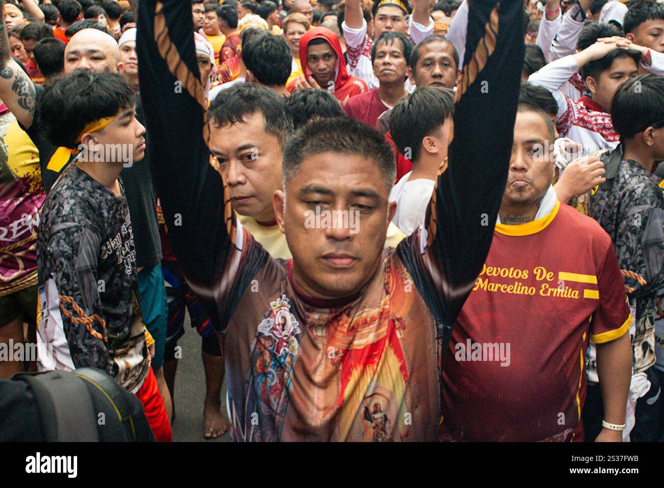 January 9, 2025, Manila, Ncr, Philippines: Catholic devotee raises ...