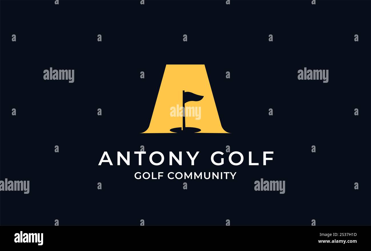 Monogram logo design initial A and Golf. Golf ball, golf stick and ...