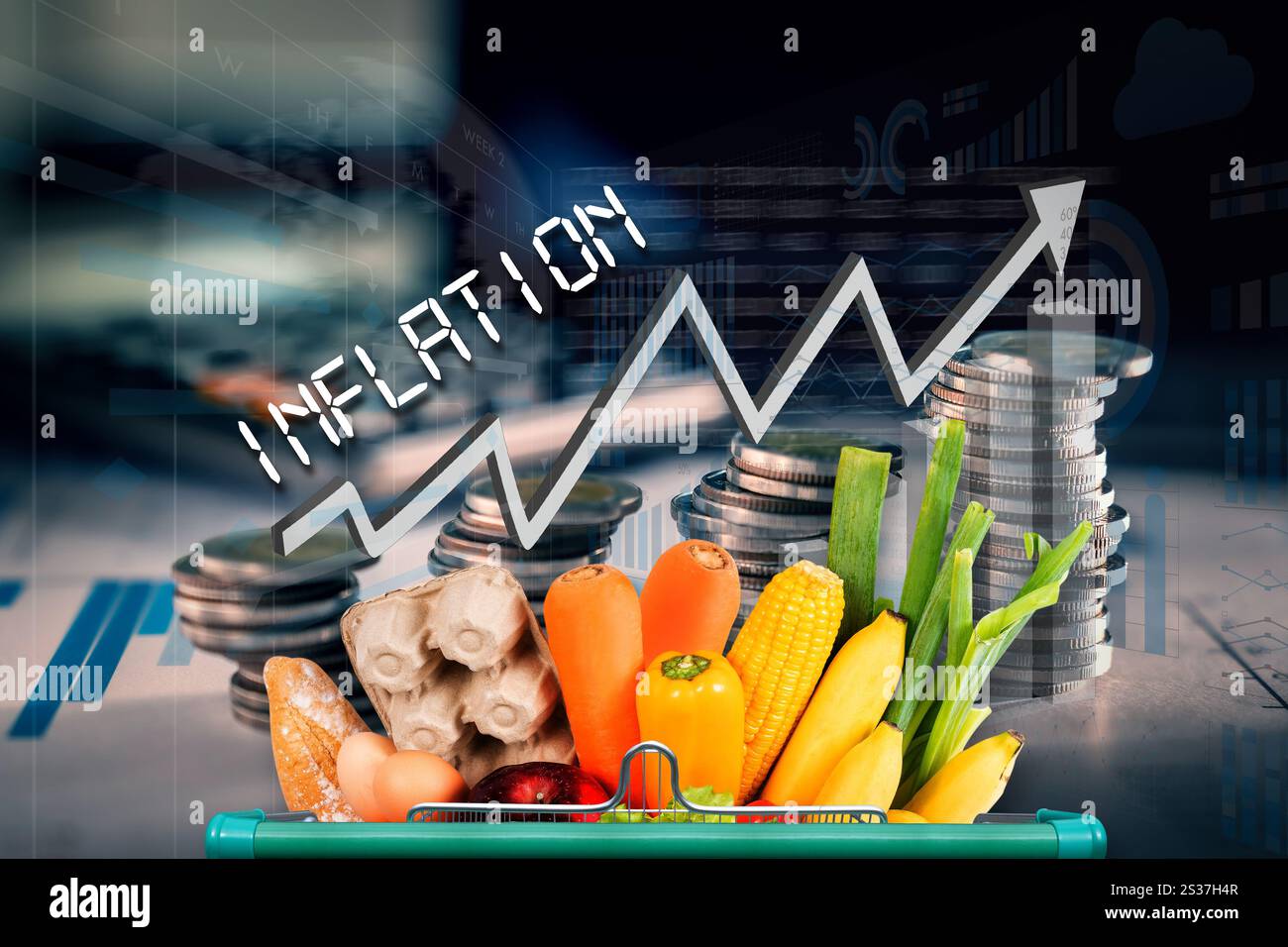 Grocery inflation food red arrow pointing up inflation increase in cost ...