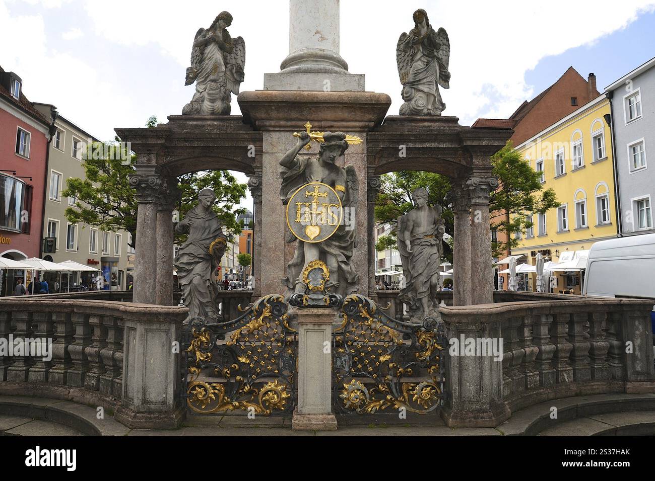 Detail of the Trinity Column in Straubing Bavaria with St Michael Stock ...