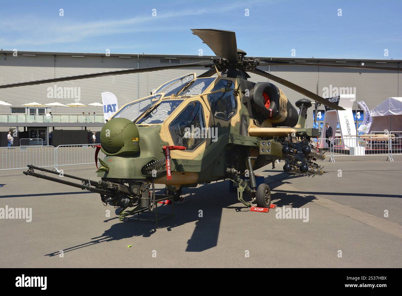 Turkish combat helicopter T 129 ATAK at the Berlin Air Show ILA Stock ...
