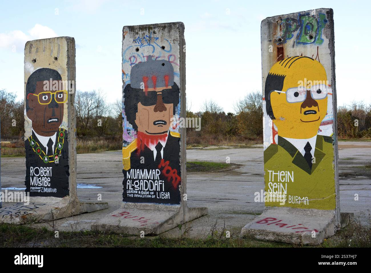 Part of the wall depicting dictators in Teltow, Brandenburg Stock Photo ...